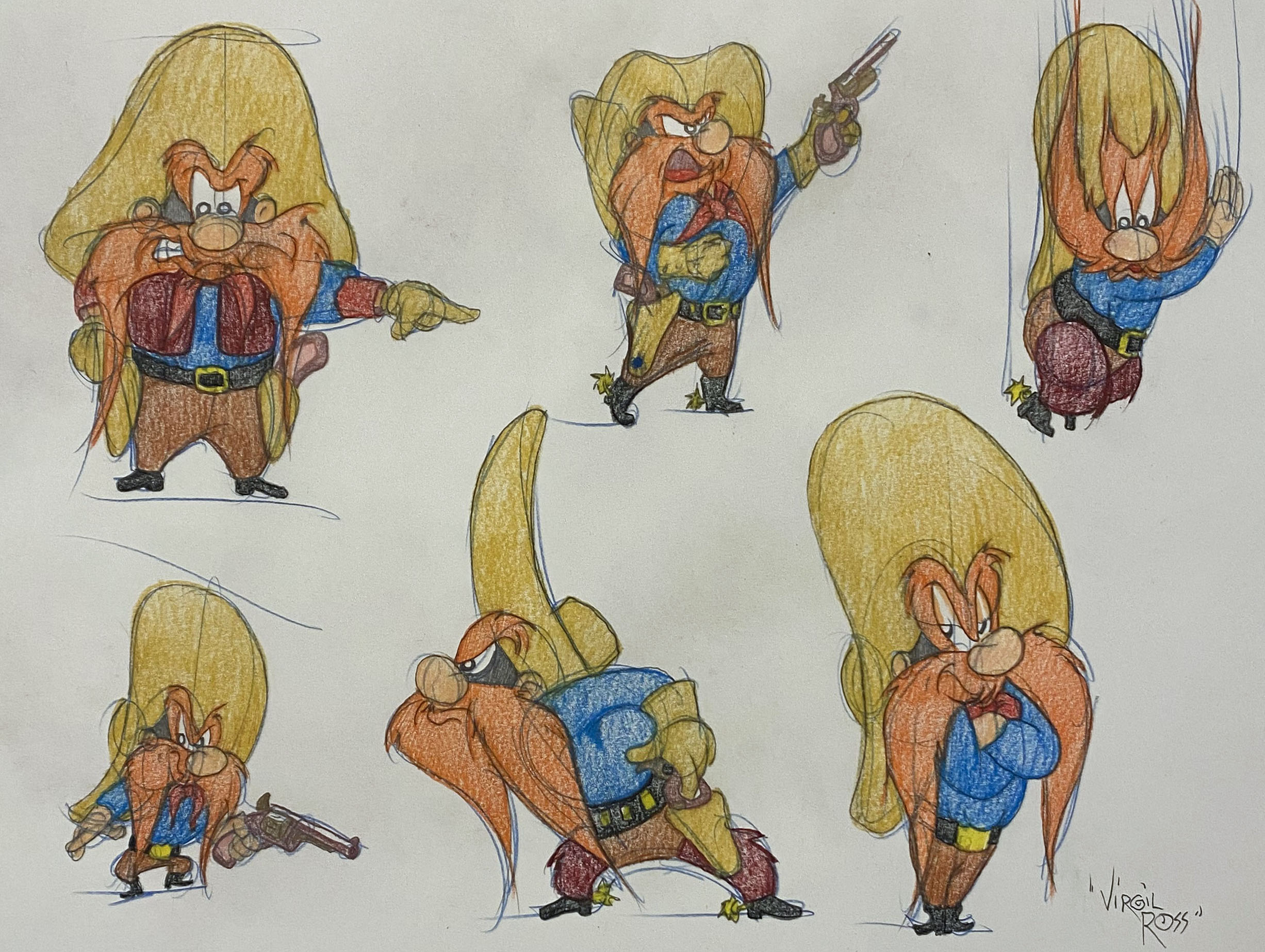 Original Warner Brothers Virgil Ross Model Sheet Animation Drawing fea ...
