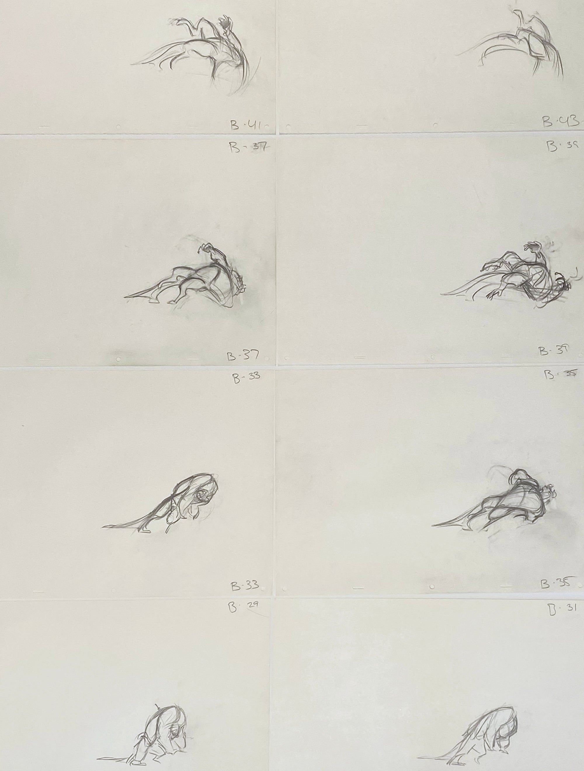Original Walt Disney Sequence of 8 Production Drawings from Beauty and ...