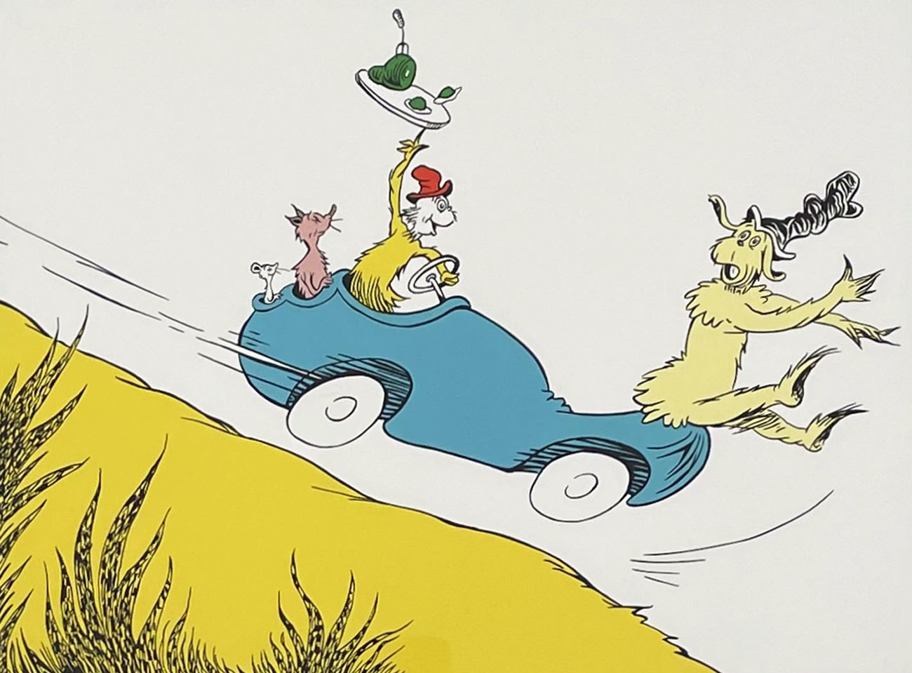 Original Dr. Seuss Serigraph "Would You? Could You? In A Car?" from Gr ...
