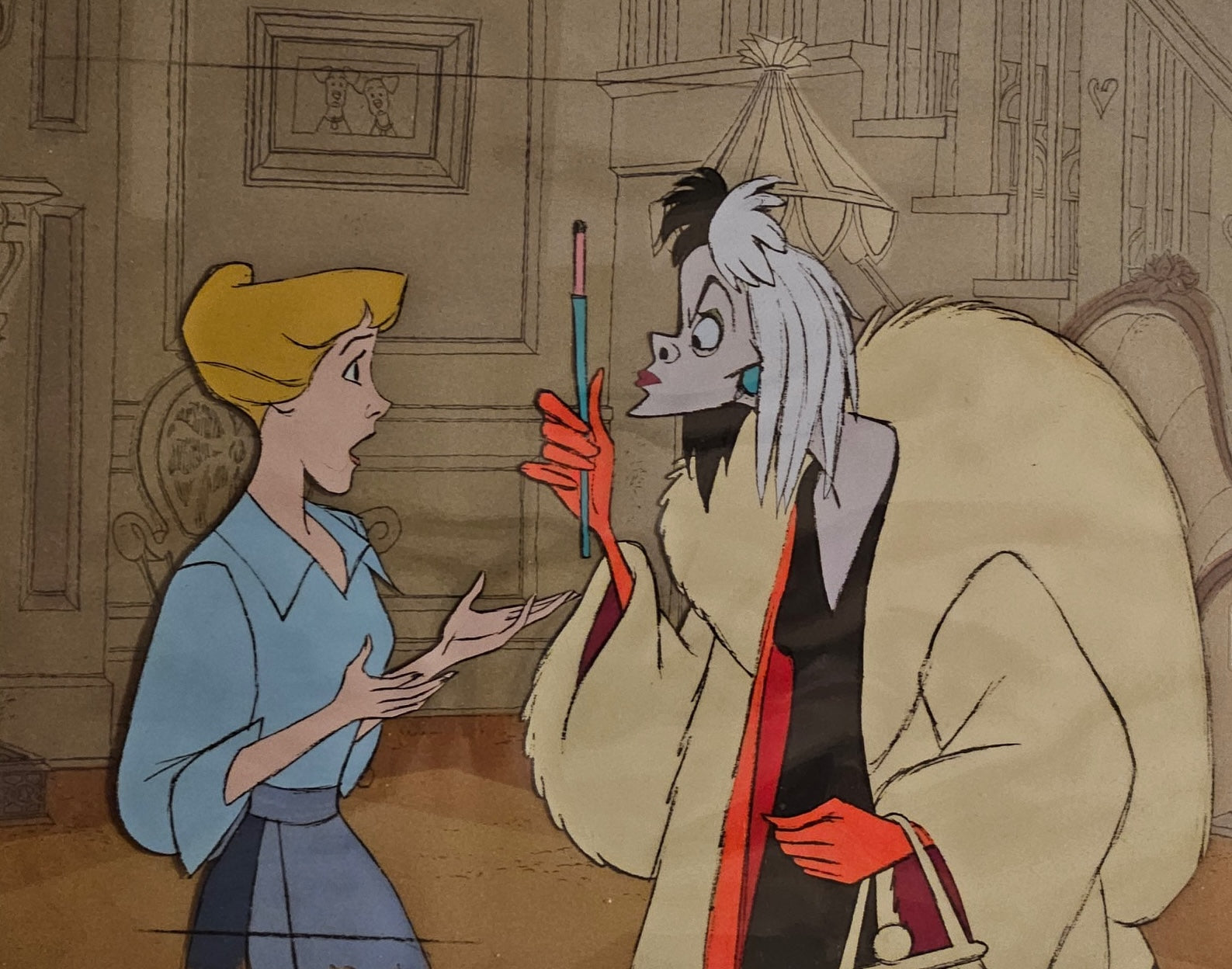 Original Walt Disney Production Cel featuring Cruella De Vil and Anita ...