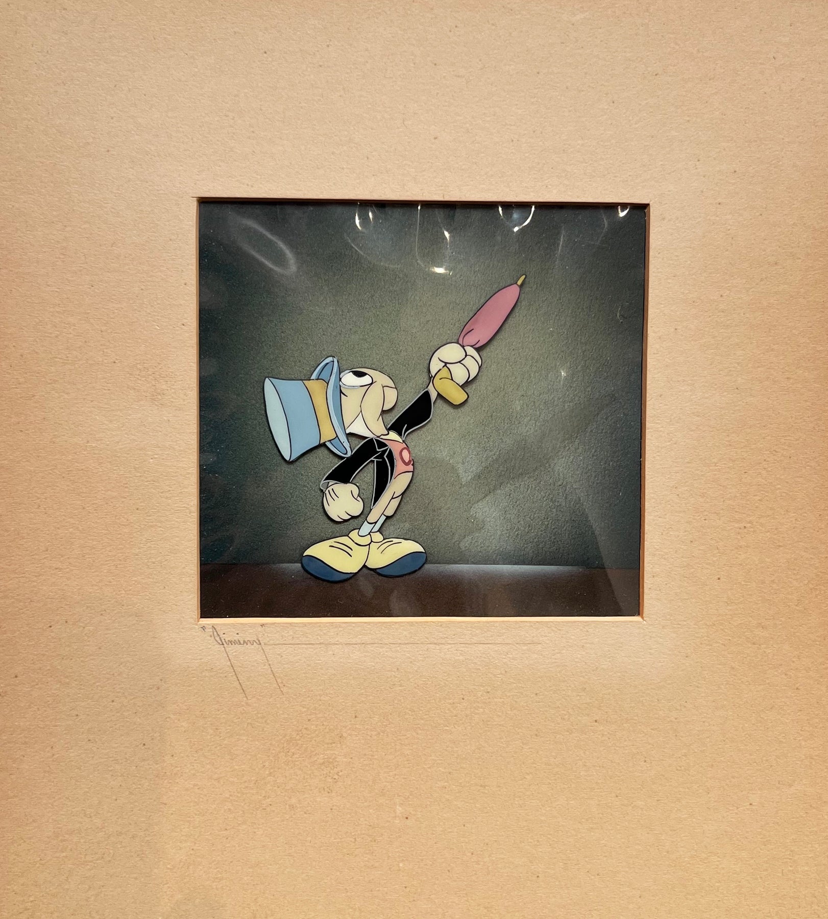 Original Walt Disney Production Cel on Courvoisier Background from Pinocchio featuring Cleo ...