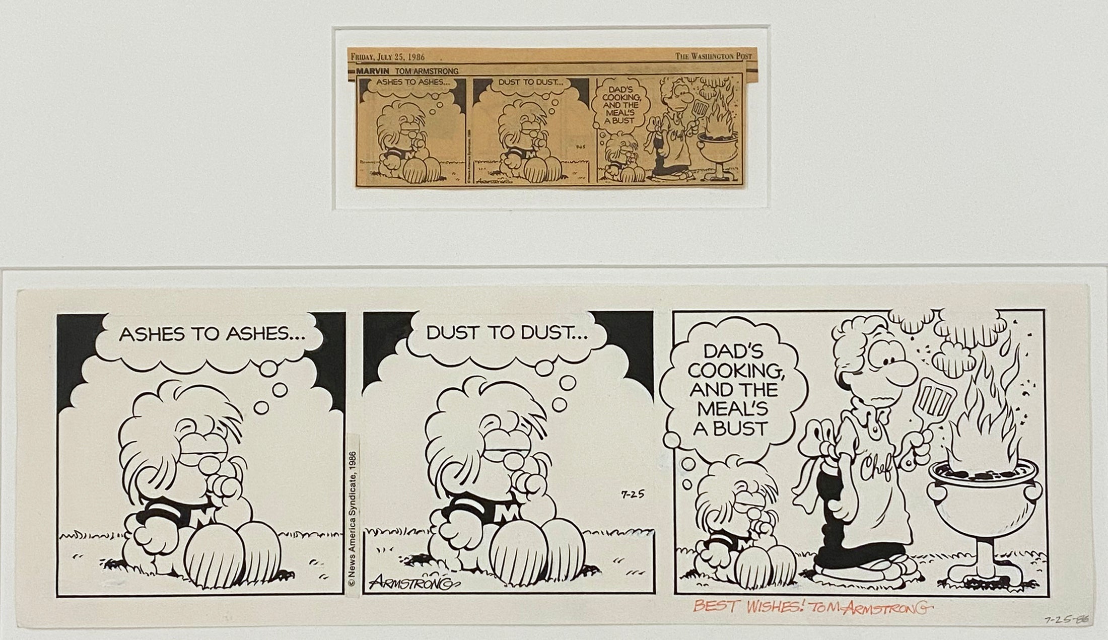 Original Tom Armstrong "Marvin" Comic Strip and Comic Art (1986) – animationsensations.com