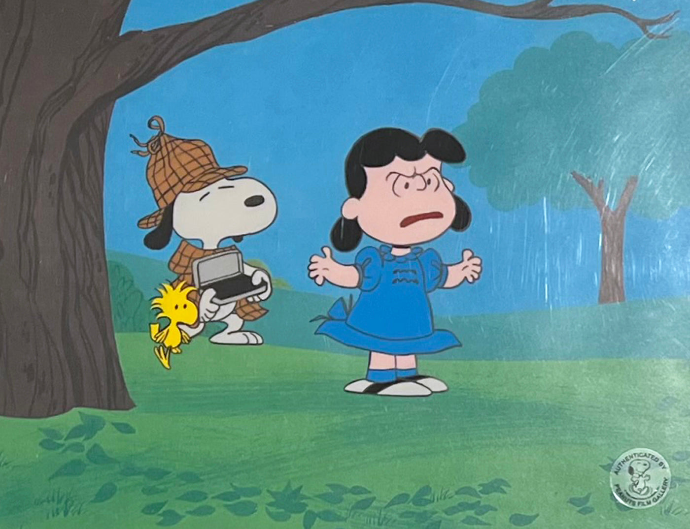 Original Peanuts Production Cel with 2 Production Drawings featuring ...