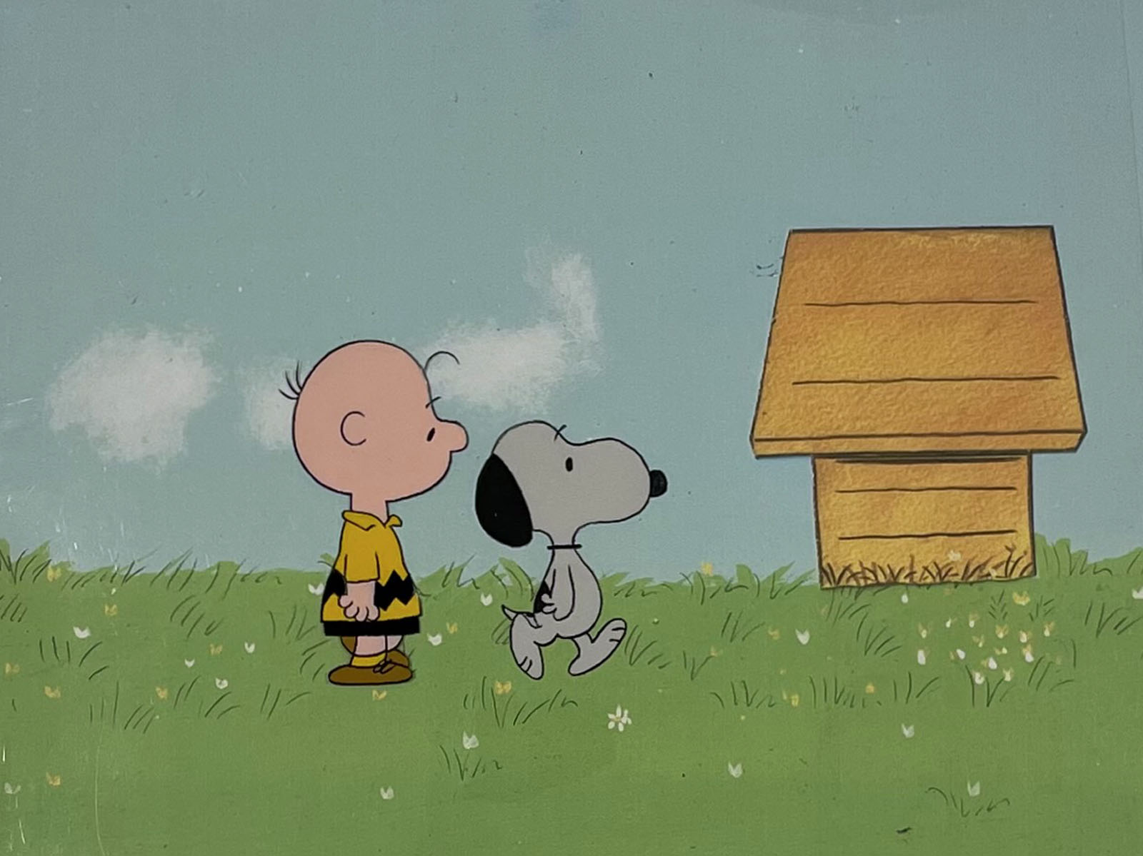 Original Peanuts Production Cel featuring Charlie Brown and Snoopy (c ...