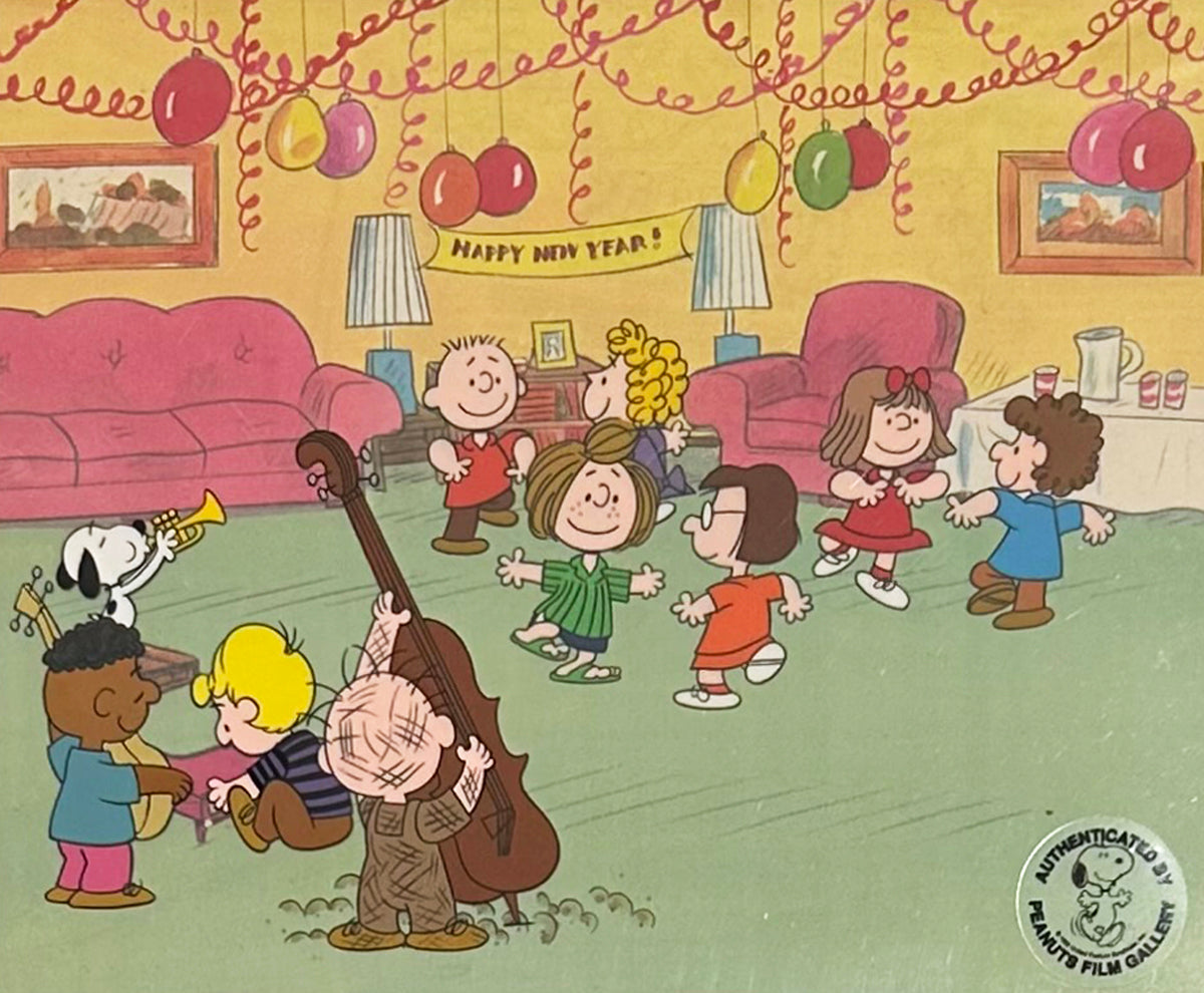 Original Peanuts Production Cel Set-Up from Happy New Year, Charlie Br ...