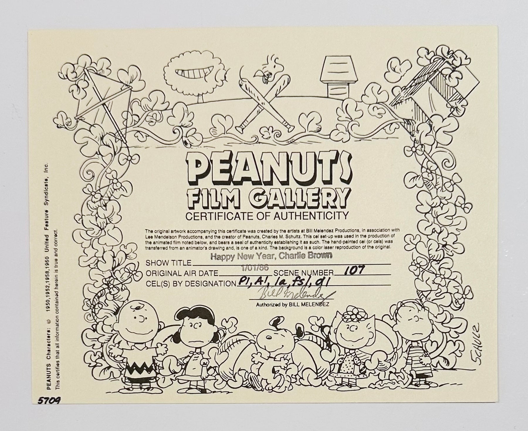Original Peanuts Production Cel Set-Up from Happy New Year, Charlie Br ...