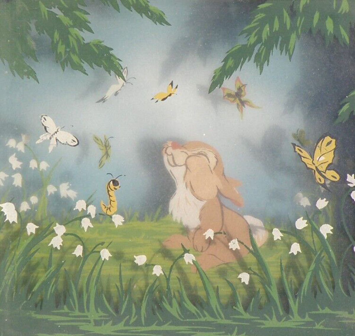 Original Walt Disney Multiplane Painting from Bambi featuring Thumper ...