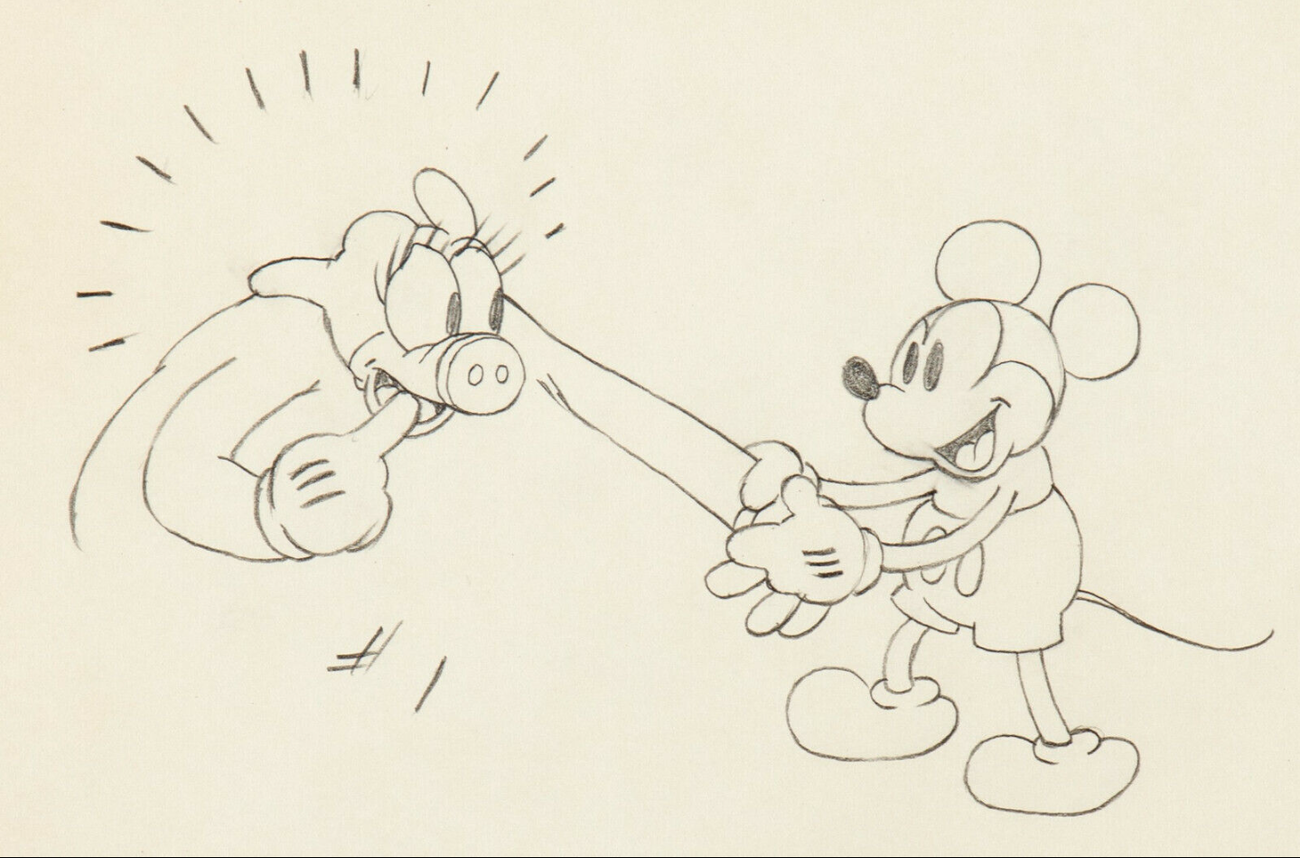 Original Walt Disney Production Drawing of Mickey Mouse and Dancing ...