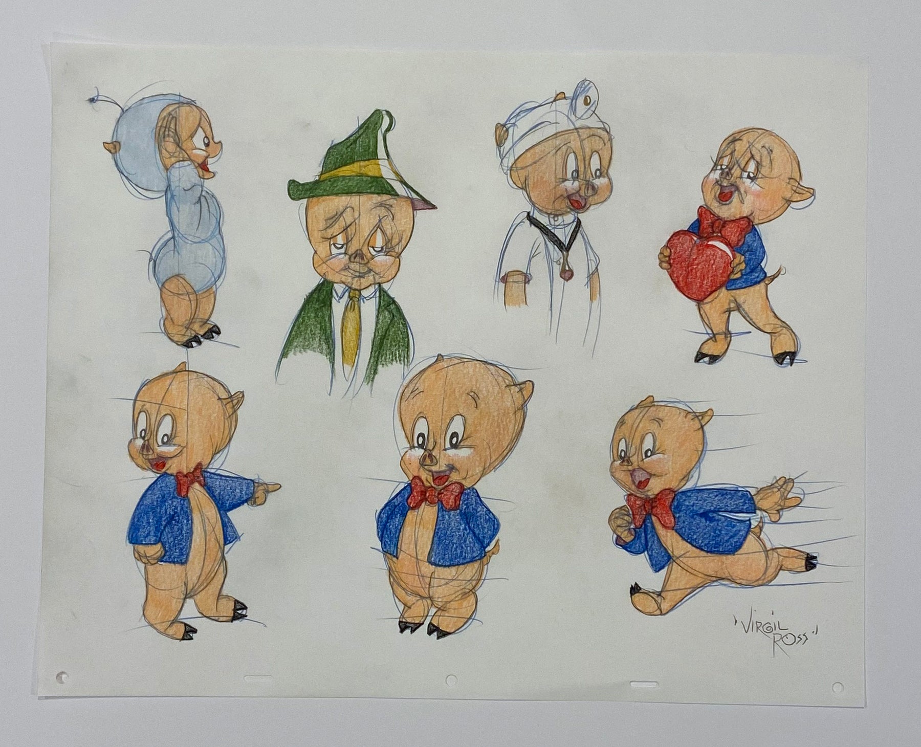 Original Warner Brothers Virgil Ross Model Sheet Animation Drawing fea ...