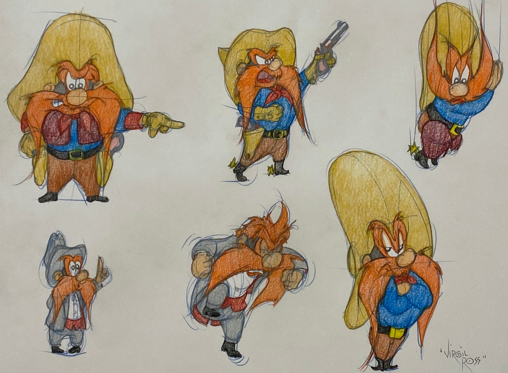 Original Warner Brothers Virgil Ross Model Sheet Animation Drawing fea ...