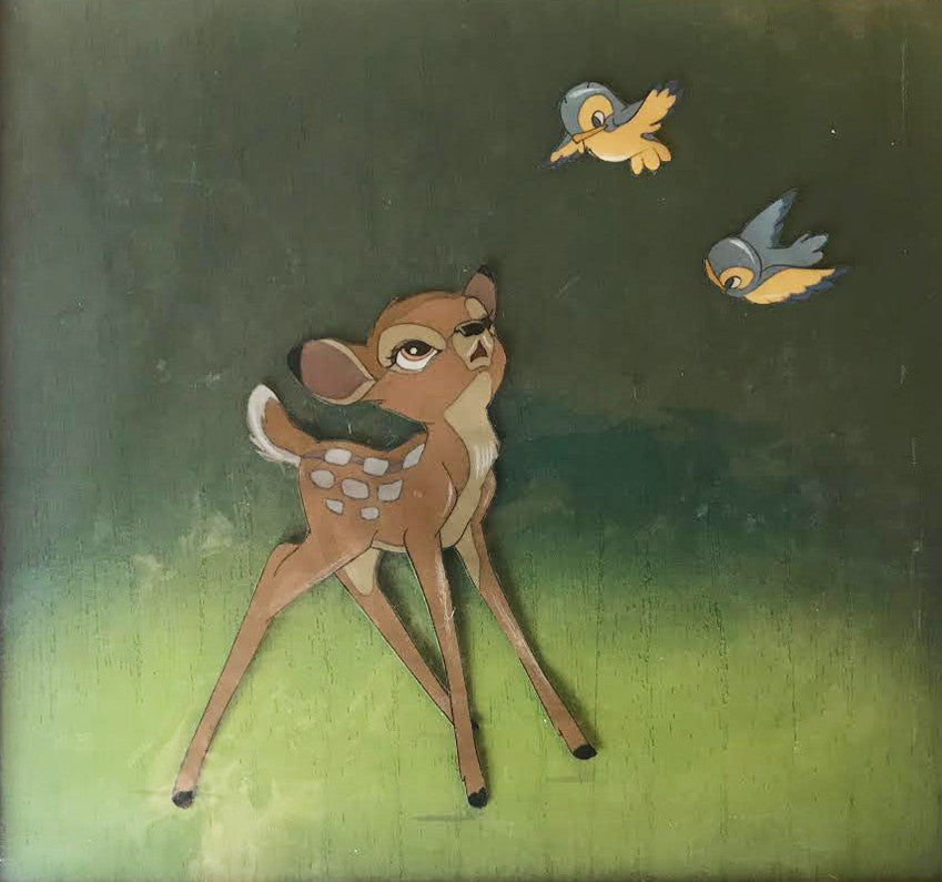 Disney Animation Production Cel Featuring Bambi and Bird On Courvoisie ...