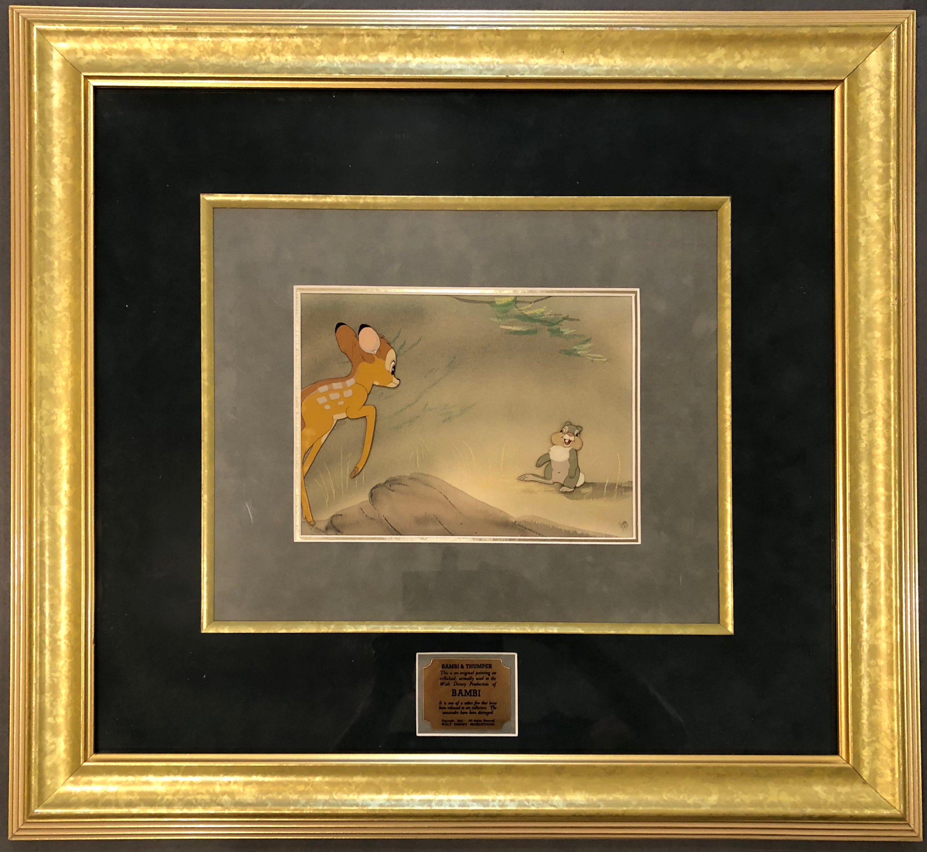 Disney Animation Production Cel Featuring Bambi and Thumper On ...