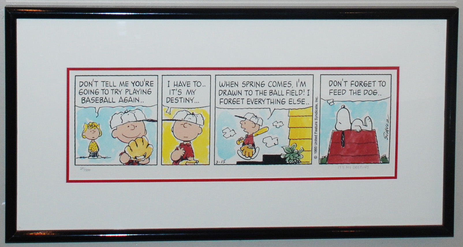 Peanuts Animation Art Limited Edition Lithograph "It's My Destiny ...
