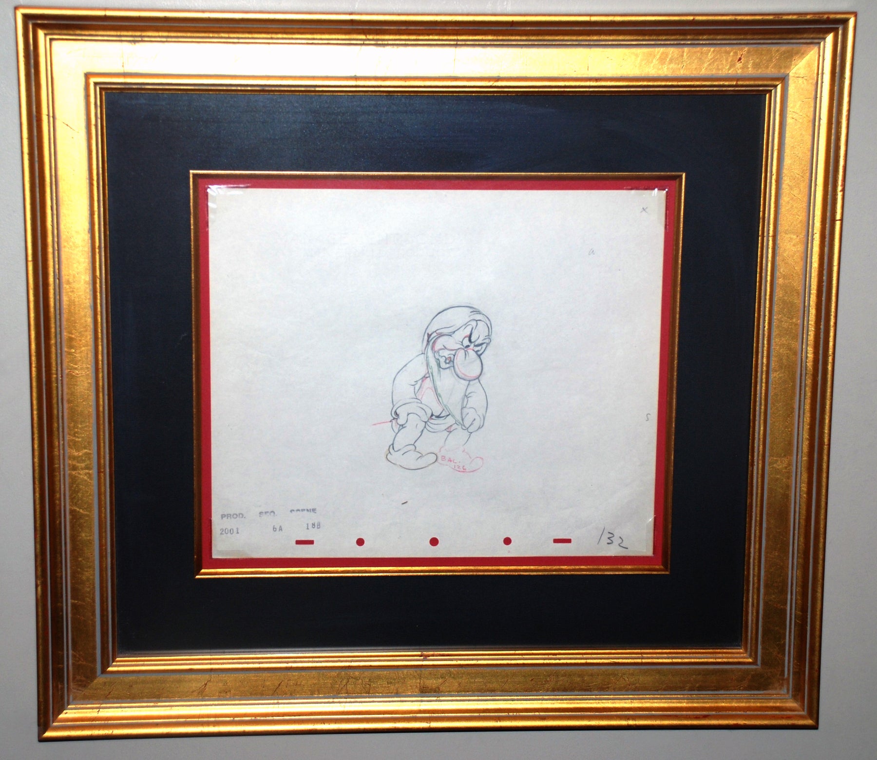 Original Walt Disney Production Drawing Featuring Grumpy (1937 ...