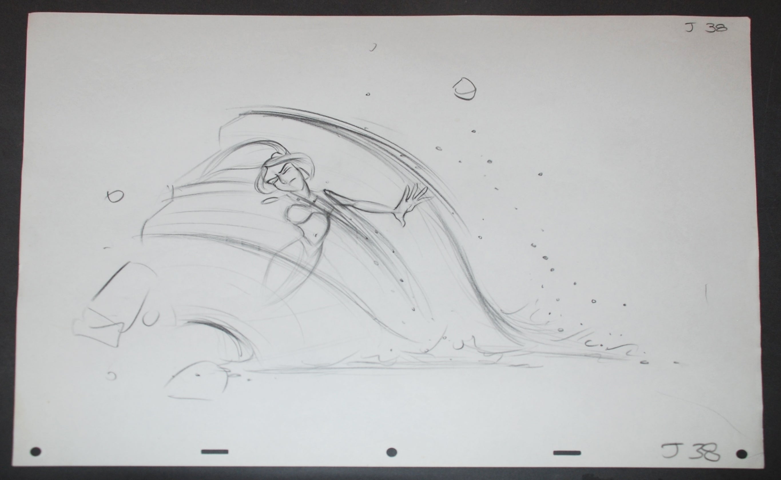 Original Walt Disney Production Drawing Featuring Jasmine (1992 ...