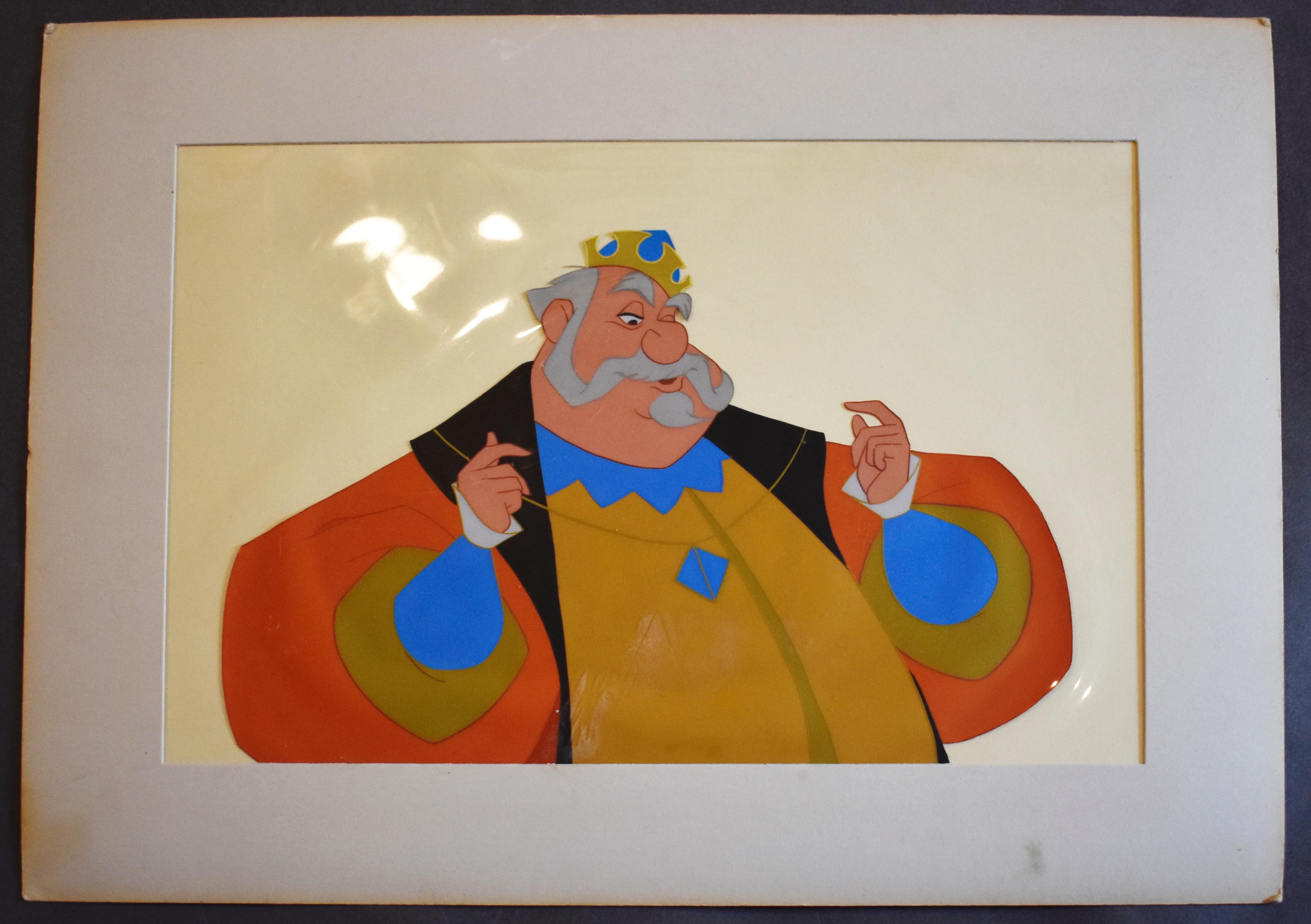 Original Disney Art Corner Production Cel Set Up featuring King Hubert ...