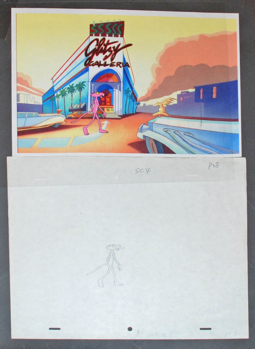 Original Pink Panther Production Cel on Color Copy Background with ...