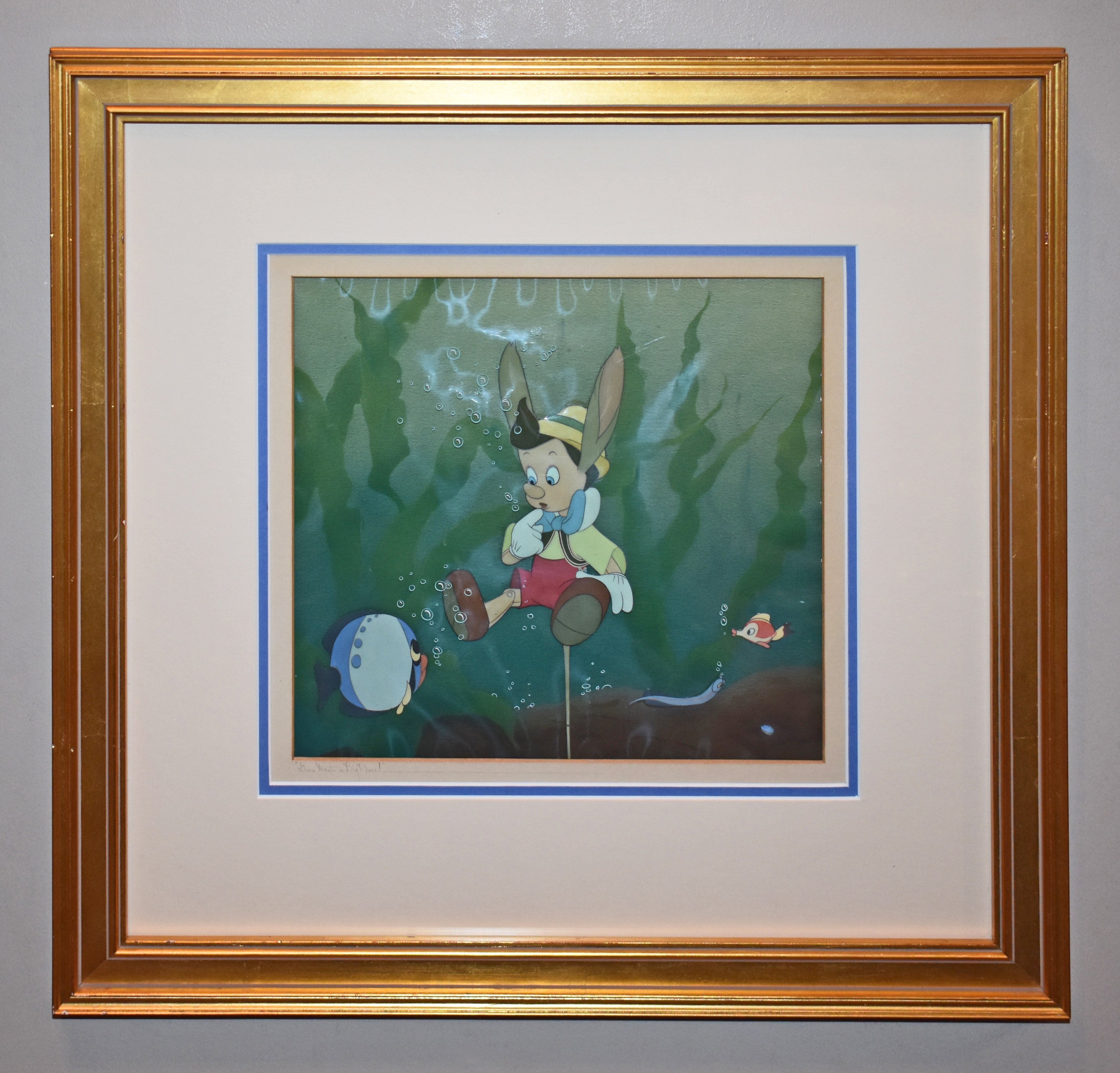 Original Walt Disney Production Cel on Courvoisier Background featuring Pinocchio (1940 ...