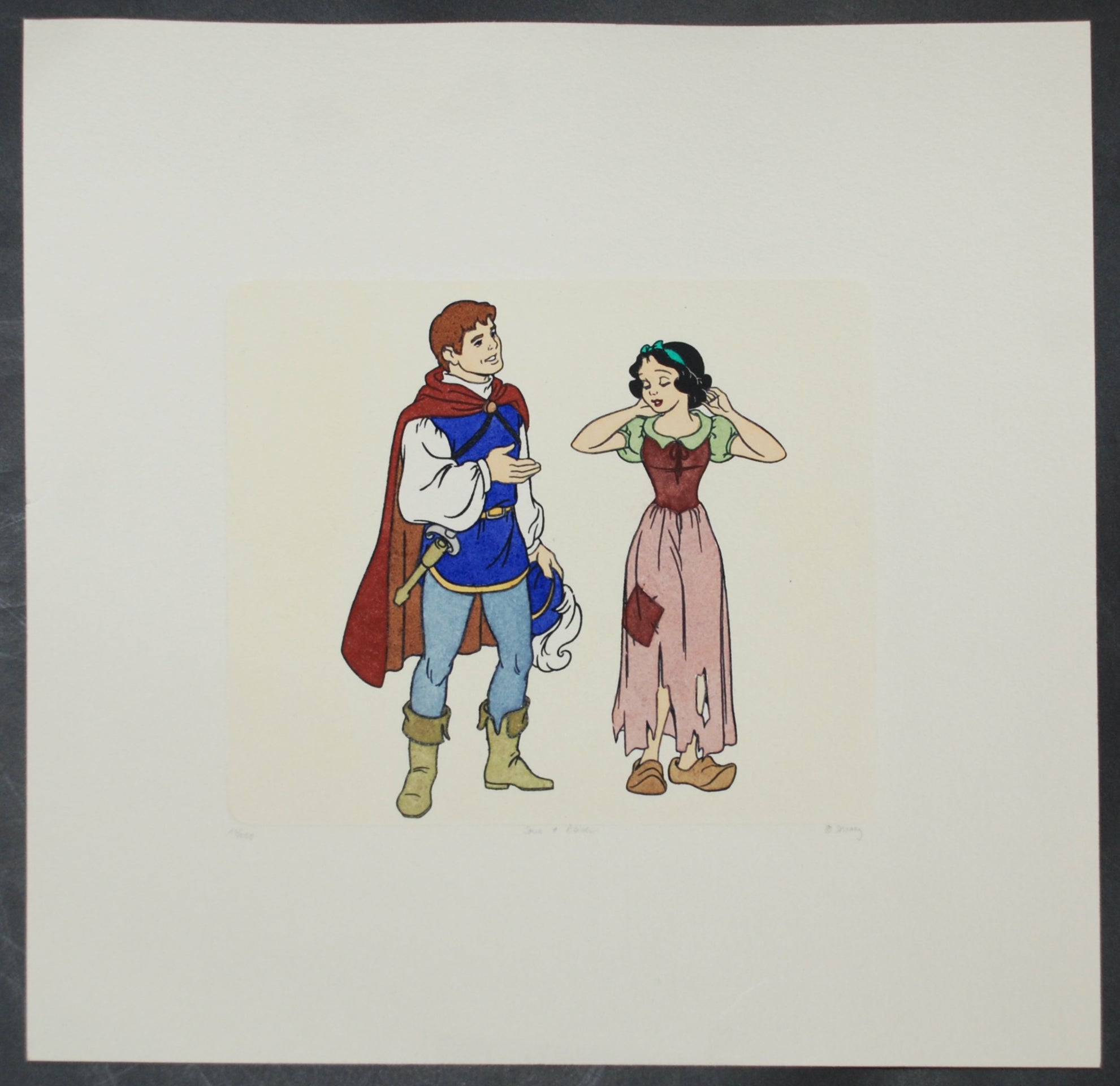 Disney Animation Art Hand Colored Etching Featuring Snow White (Unknown ...